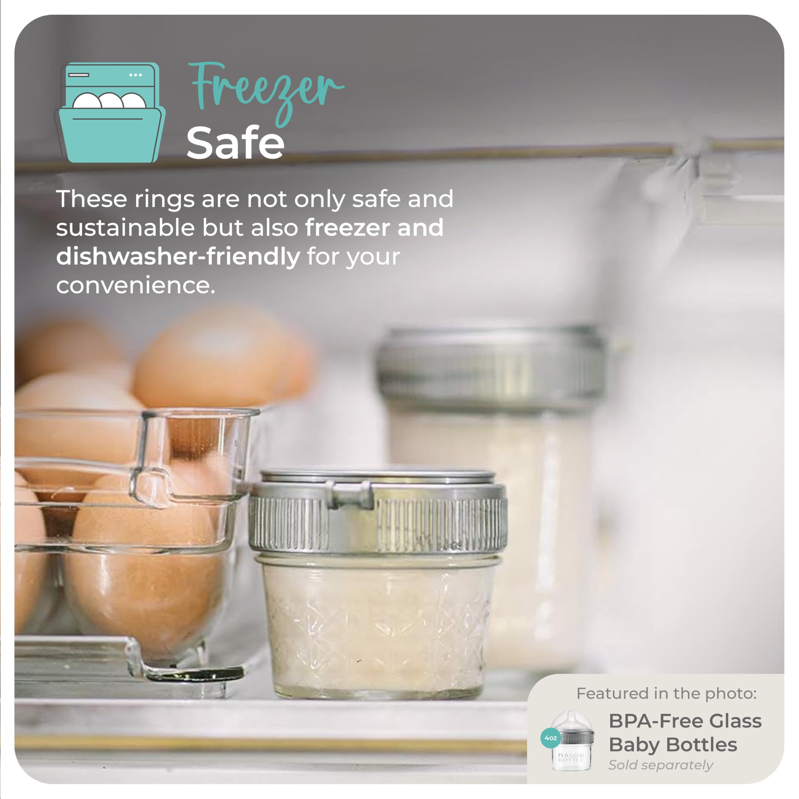 Mason Bottle Plastic Mason Jar Rings/Bands (Set of 3) Fits All Regular Mouth Mason Jars, Reusable and Rust-Free, Non-Toxic BPA Free (Silver, Regular-Mouth)