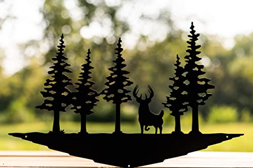 Whitetail Deer Buck Pines | Laser Cut Metal Wall Art Sign for Rustic Home, Cabin, Garage, and Man Cave Decor | BIG GAME STEEL