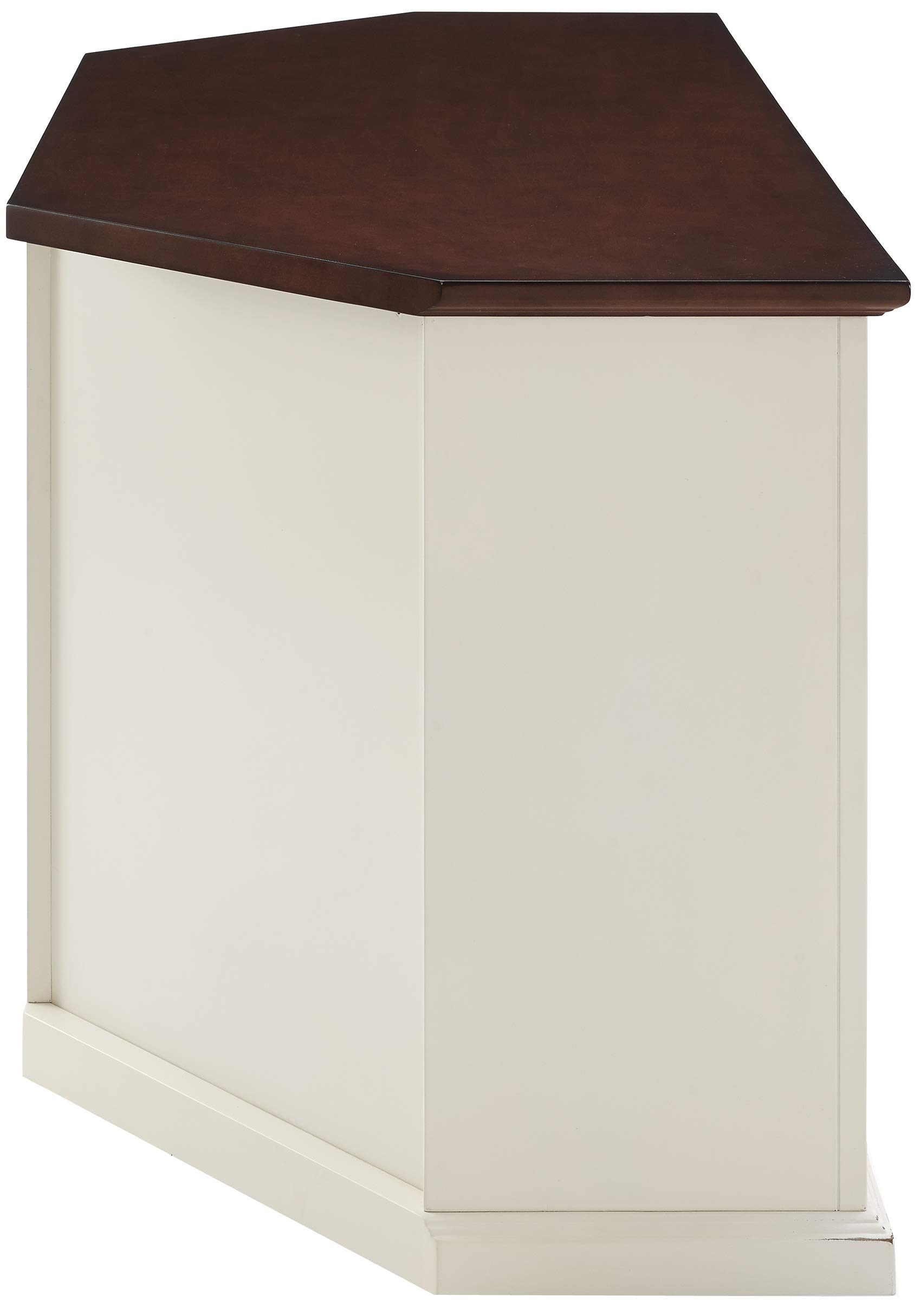 Crosley Furniture Shelby 60" Corner TV Stand, White with Mahogany Top