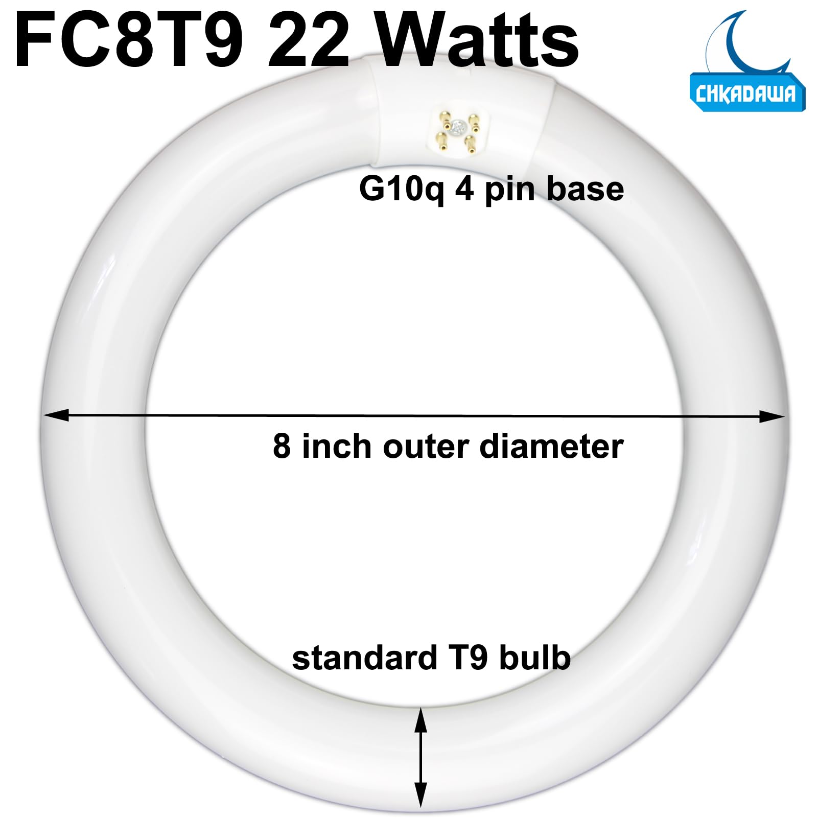 FC8T9 22W and FC12T9 32W Daylight Set , Round Fluorescent Bulb 8 inch T9 22 Watts & Circular Light Bulbs 12 inch 32 Watts kit, Circline Kitchen and Bath Fluorescent Lamp, CRI 80, DL 6500K, G10q Prong