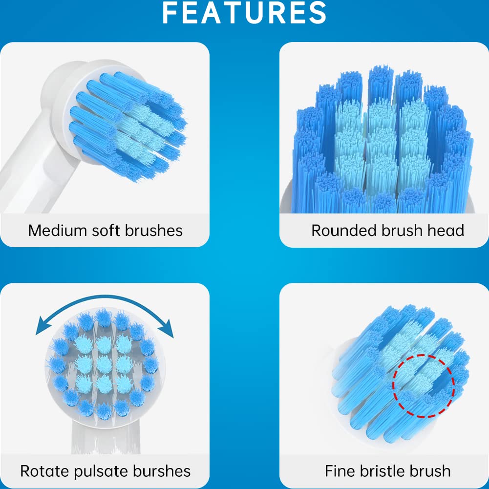 Electric Toothbrush Replacement Heads 8 Pack Compatible with Oral B Braun Electric Toothbrush Replacement Heads Adult Sensitive Types Clean Electric Toothbrush Head