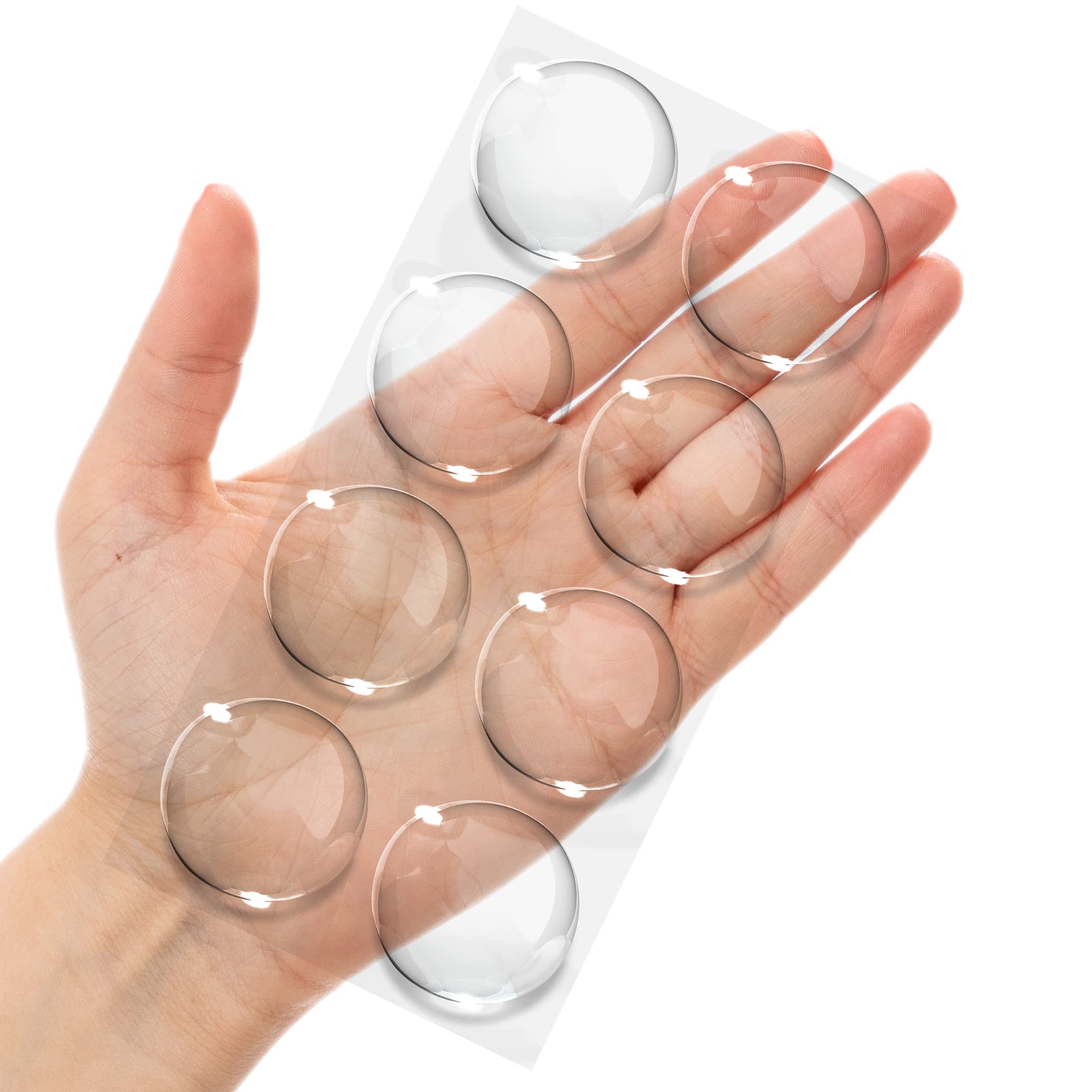 Clear Door Stoppers for Wall 2β (8 Pack) - Wall Protectors from Door Knobs with Strong Adhesive Glue - Shock Absorbent and Discreet Door Bumpers