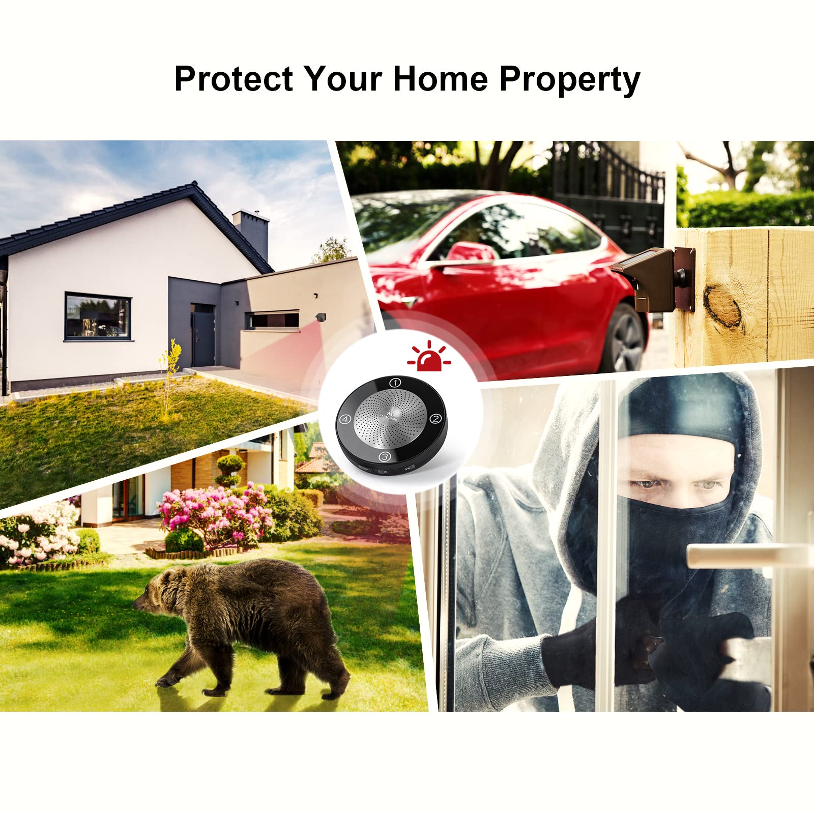 eMACROS HS002 Pro 2 Smart Wireless Driveway Alarm with Phone App,1/2 Mile Solar-Powered Motion Sensor, App for Remote Arm/Disarm & Schedule Alerts & 27 Optional Chimes,1 Receiver and 1 Sensor