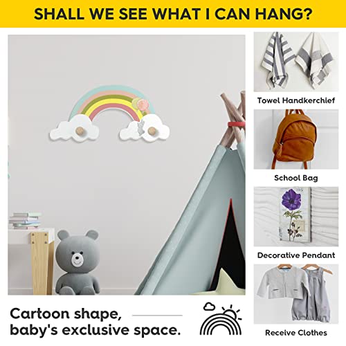 Jfbav Wooden Coat Hook Rainbow Wall Hanging Wall Hook Cute Children's Room Creative Children's Room Wall Clothes Hat Hangerā¦