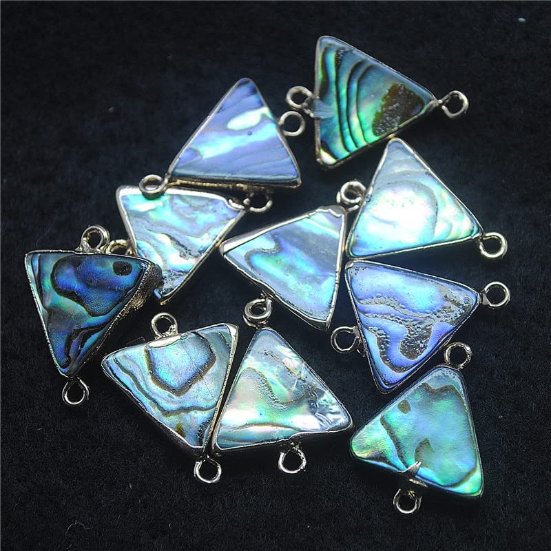 Davitu 5PCS Natural Abalone Shell Connectors Saltwater Beads Oval Shape and Round Top Selling Items for Women Bracelets MakE - (Color: oval 13x18mm)