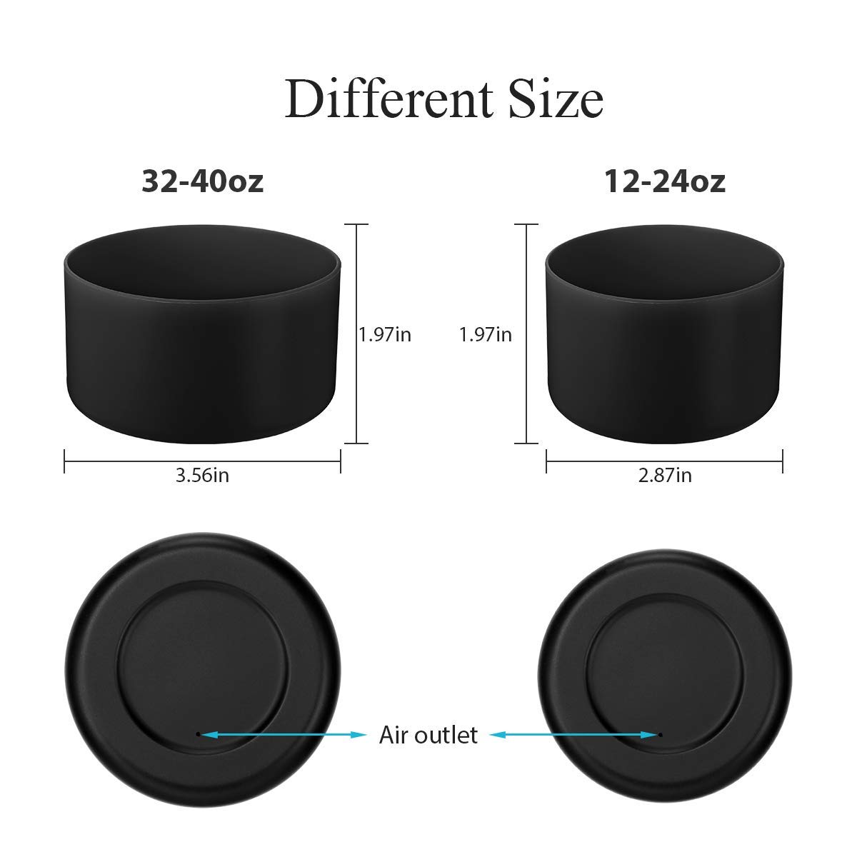 CHEETAH Protective Boot for Hydroflask Water Bottle 12oz - 40oz, BPA Free Bottom Silicone Sleeve Cover, Compatible with All Water Bottles with Bottom Width of 2.87-3.56in (32-40oz, Black)