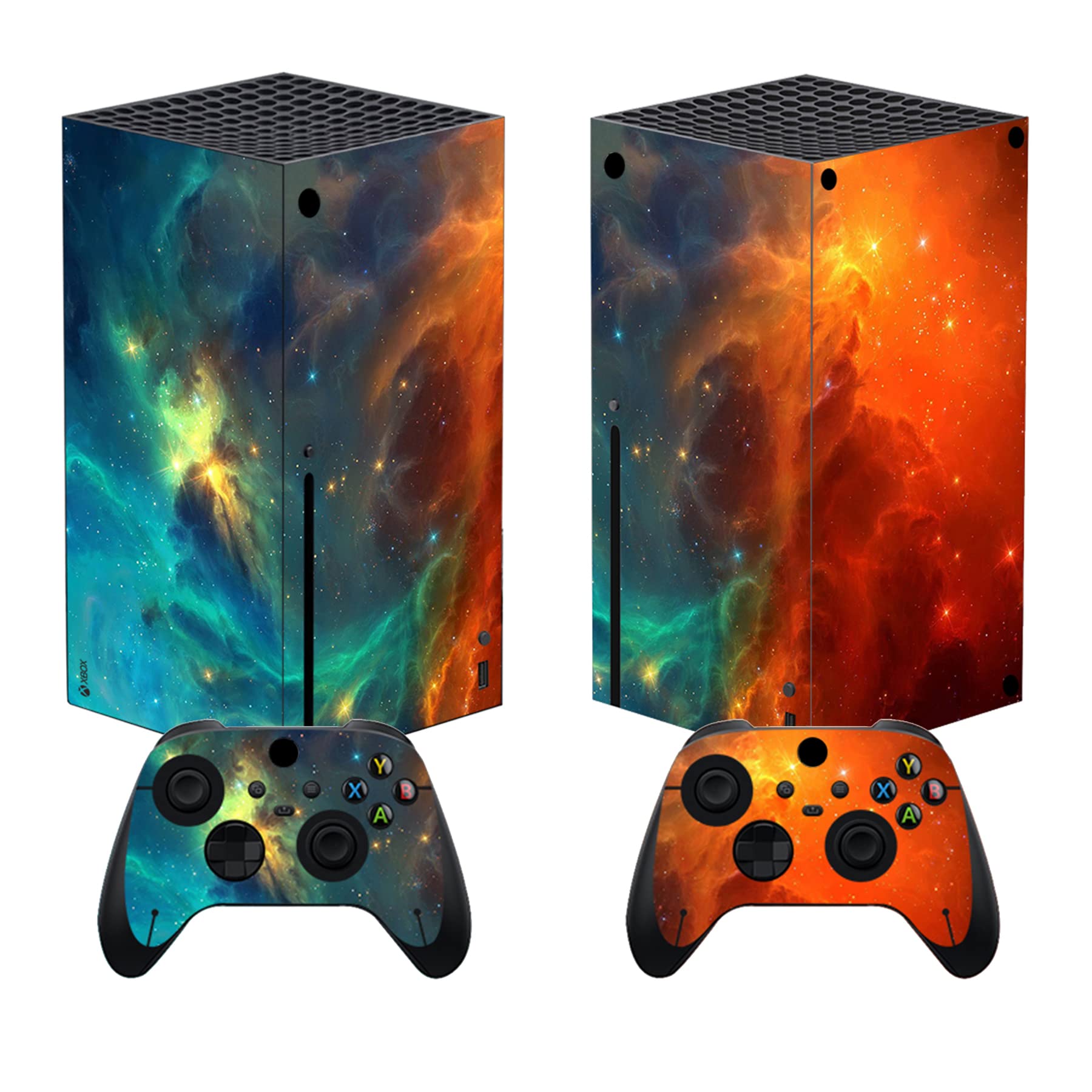 PlayVital Orange Star Universe Custom Vinyl Skins for Xbox Core Wireless Controller, Wrap Decal Cover Stickers for Xbox Series X Console Controller