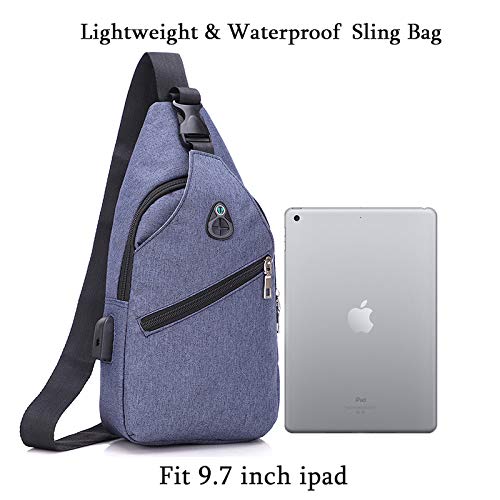 Crossbody Sling Backpack Sling Bag with USB Cable Travel Hiking Chest Bag Daypack for Women Men