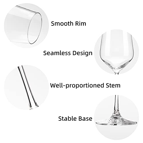 YANGNAY Wine Glasses Set of 6, 13 Oz Red or White Wine Glass with Stem, Perfect for Home, Restaurant, Dishwasher Safe