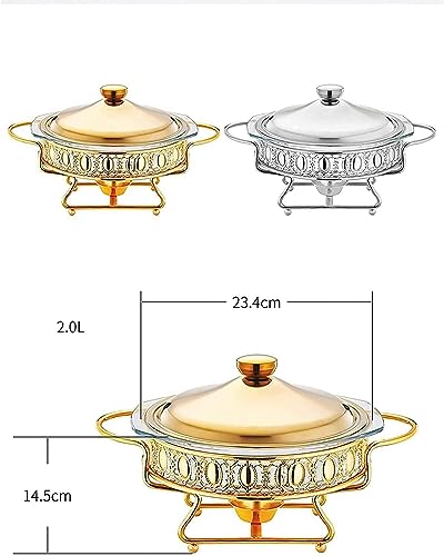 Chef Chafing Dish Buffet Set, Stainless Steel Chafer and Buffet Warmers Sets, Catering Buffet Mini Hot Pot Outdoor Picnic Household (Gold)