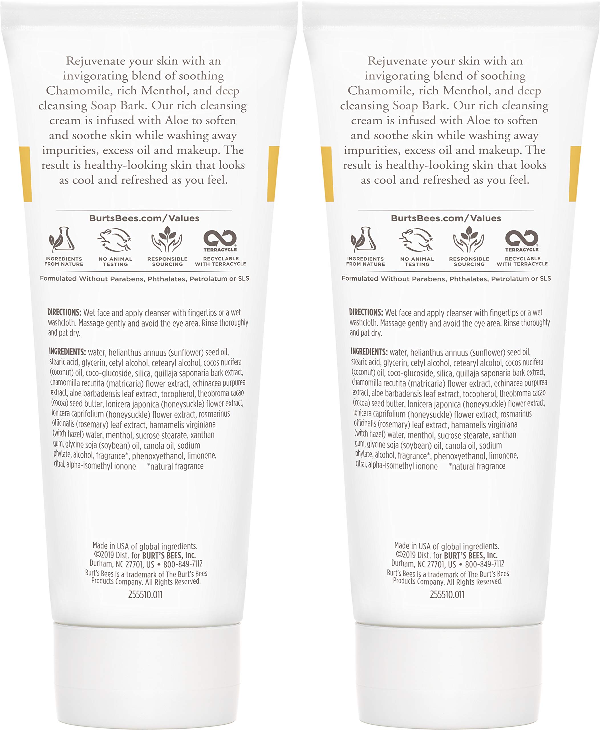 Burt's Bees Soap Bark and Chamomile Deep Cleansing Cream, 6 ounce pack of 2