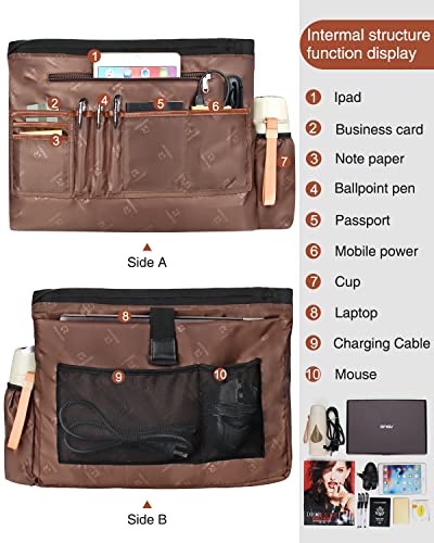 Laptop Tote Bag for Women Teacher Work Office USB Bags Fits 15.6 inches Laptop Lightweight Water Resistant Nylon Tote Bag (Black and Brown Strap)