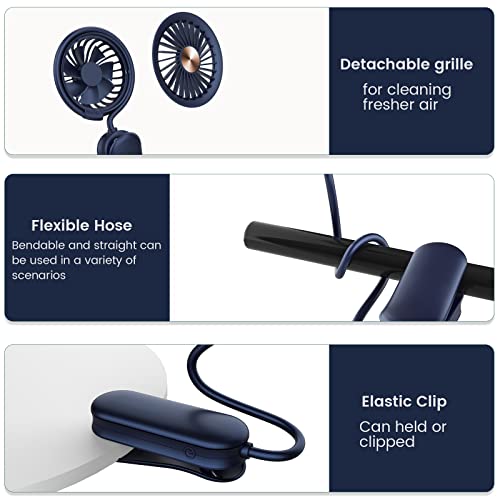 NAUKID Mini Handheld Fan, Portable Personal Fan,4 IN 1 Hand Fan with Rechargeable Battery Operated,3 Speed Adjustable Strong Wind for Home Office Desktop and Travel (Blue)
