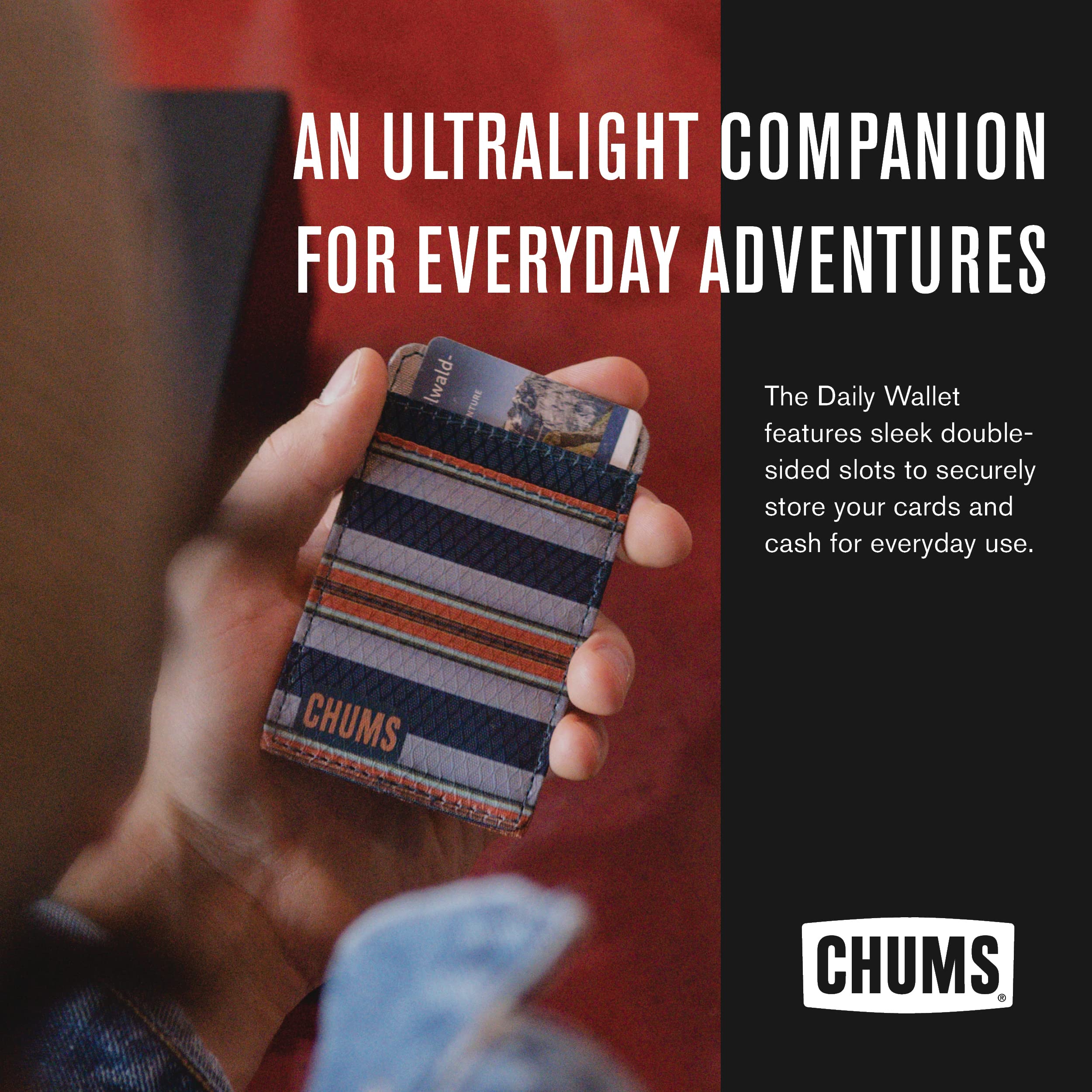 Chums Daily Wallet – Ultra Slim Wallet & Small Card Holder for Cash, ID and Credit Cards (Black)