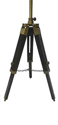 NauticaCollectical Antique Brass Pedestal Fan with Wooden Tripod Floor Stand