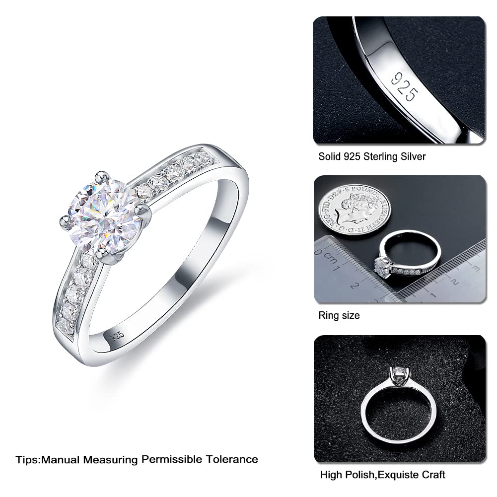 DAYBYDAY Moissanite Rings for Women 925 Sterling Silver 1ct Created Diamond Wedding Rings Moissanite Engagement Ring Size 10