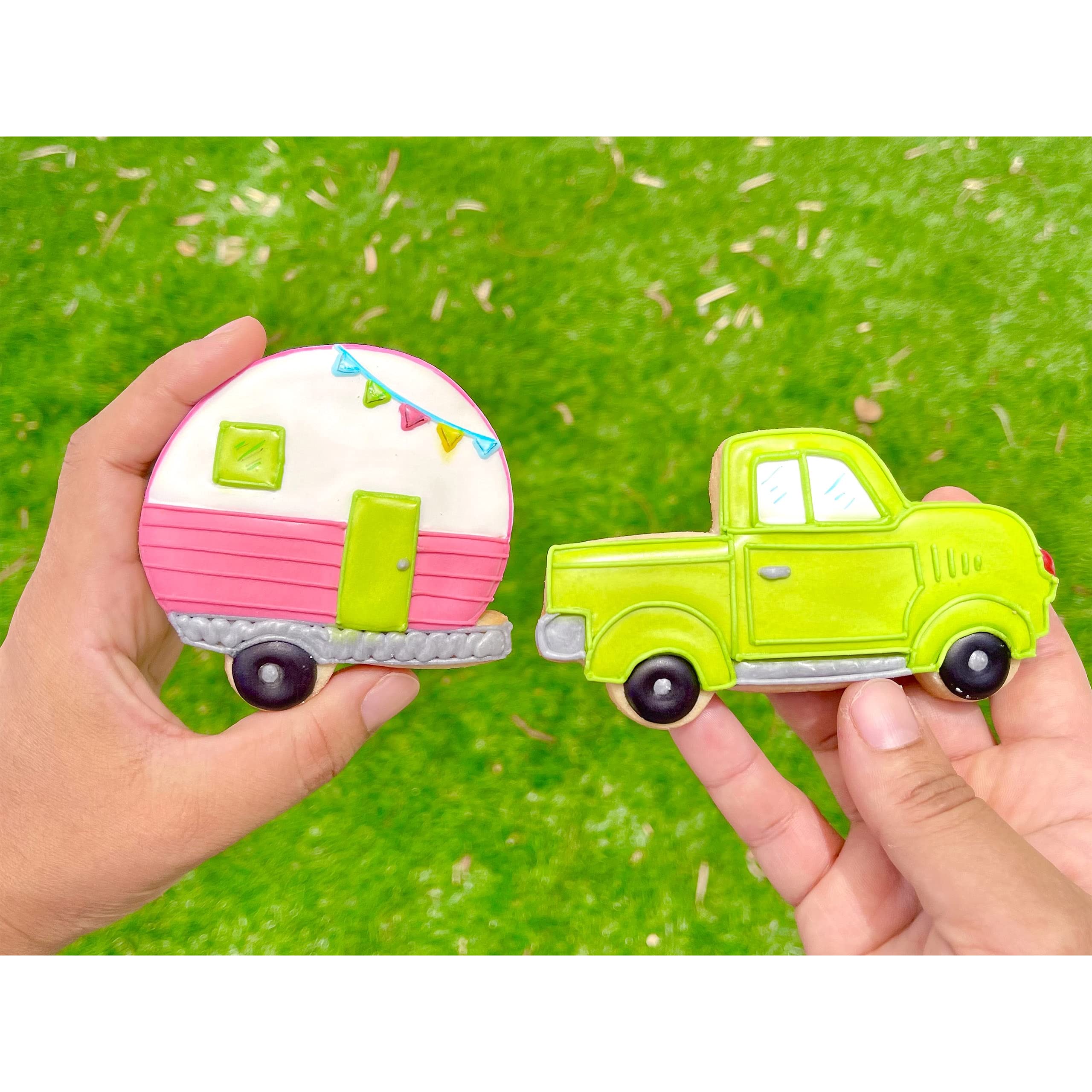 Father's Day Camping Cookie Cutters 7-Pc. Set Made in the USA by Ann Clark, Camper, Campfire, Grill, Pine Tree, Beer/Soda Bottle, and more