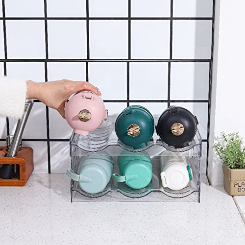 Hesitroad Bottle Storage Rack Stable Structure Pantry Fridge Drink Organizer 1 Set Anti-Crack Clear