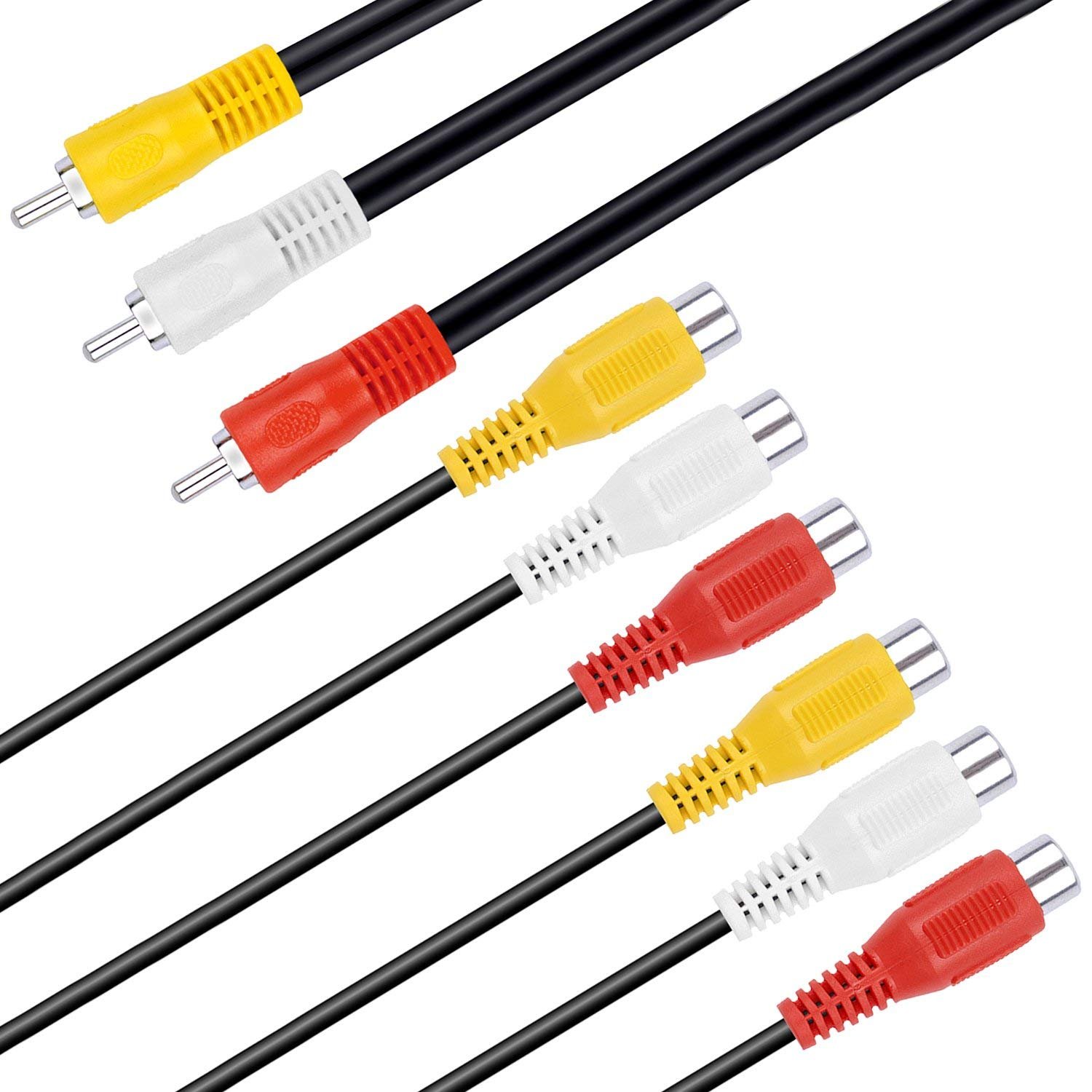 BronaGrand 3 RCA Male Jack to 6 RCA Female Plug Splitter Audio Video Av Adapter Cable 12inch