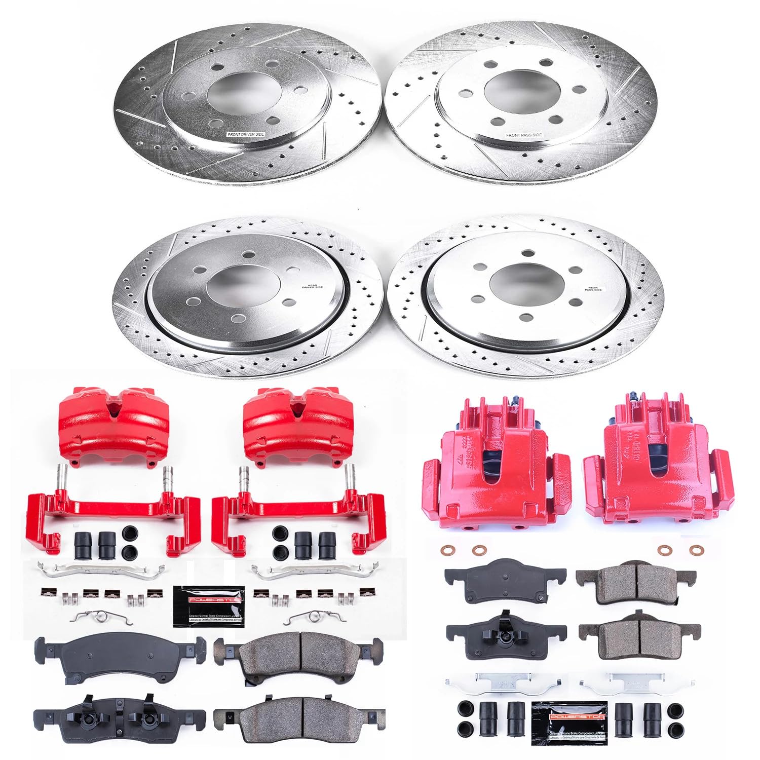 Power Stop KC1934 Z23 Evolution Front and Rear Brake Caliper Kit- Brake Rotors, Brake Pads, Brake Calipers