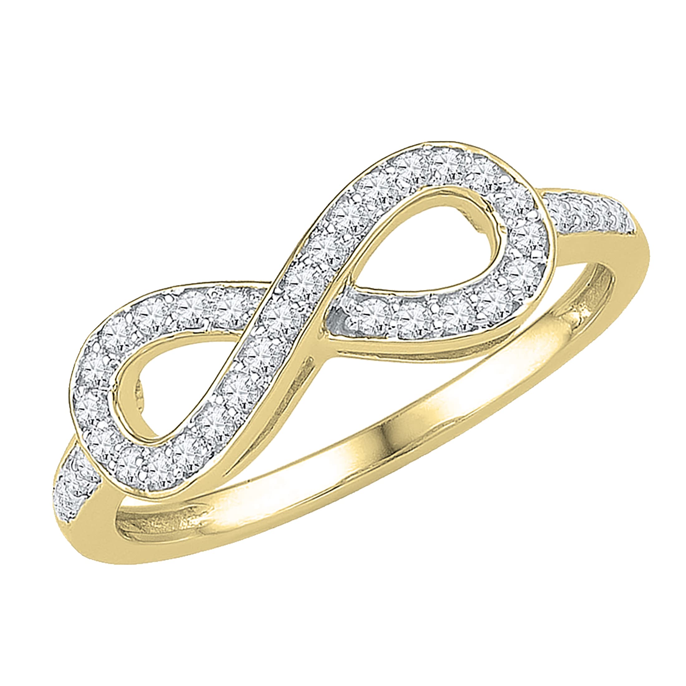 Dazzlingrock Collection 10kt Yellow Gold Womens Round Diamond Infinity Ring 1/5 Cttw, Size 8