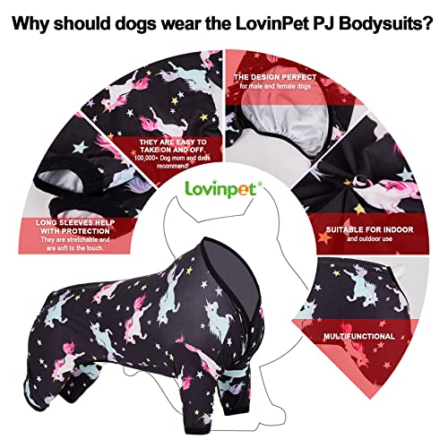 LovinPet Pet Pajamas for Dogs Large - Post-Surgical Recovery Pajamas for Big Dogs, Lightweight Pullover Dog Pajamas, Full Coverage Dog pjs, Wild Horses Galloping Print /2XL