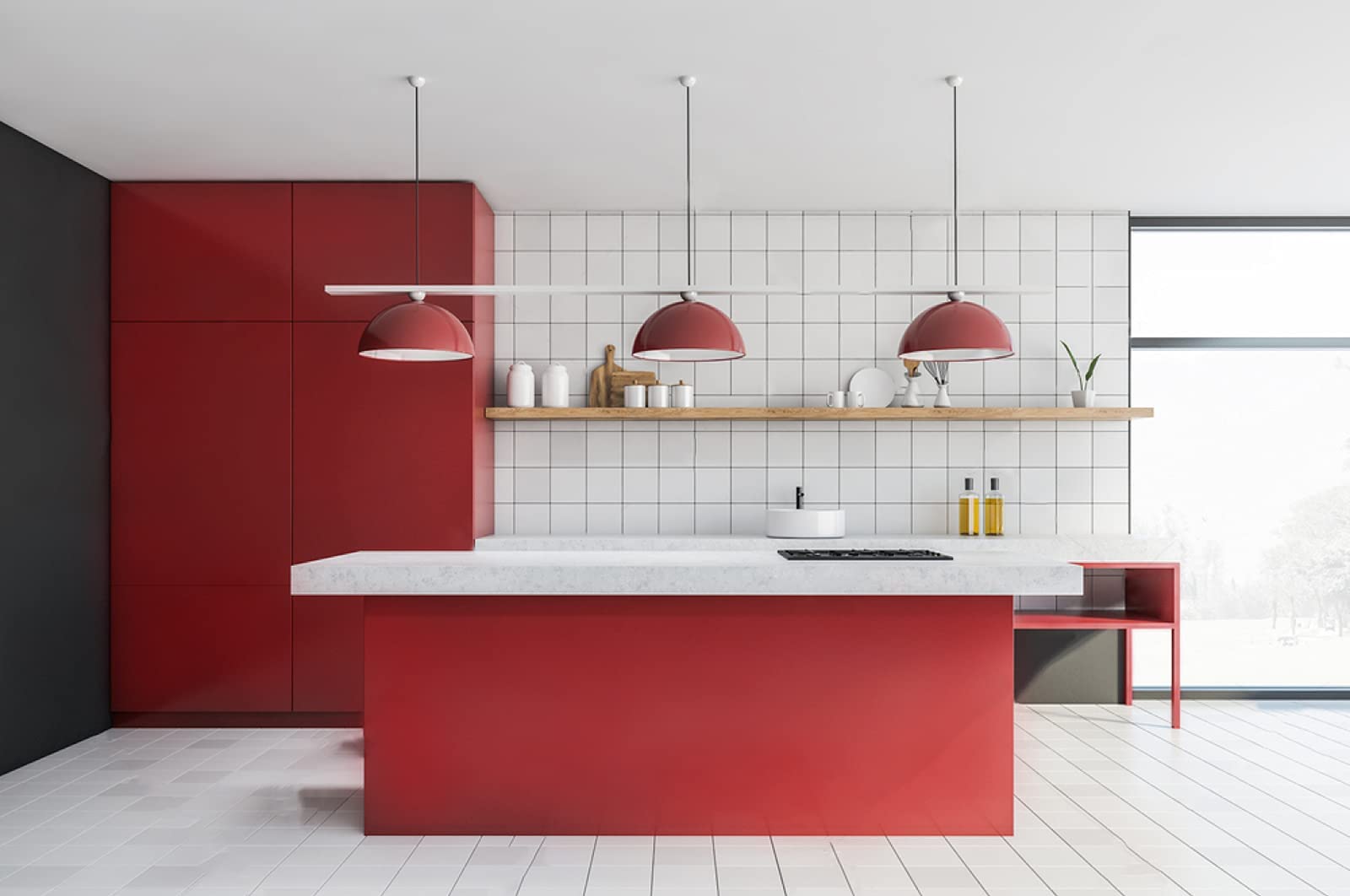 Micpolo 15.7" x 118" Thicken Red Wallpaper Red Contact Paper Solid Color Peel and Stick Wallpaper Matte Red Contact Paper for Cabinets Self Adhesive Wallpaper for Kitchen Countertops Wall