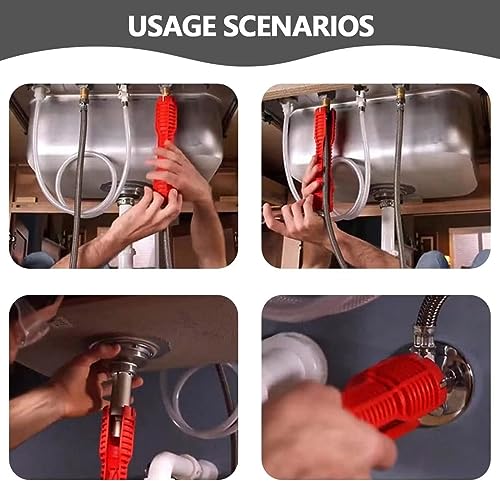 Faucet and Sink Installer(8-in-1)Multi-purpose Wrench Plumbing Tool for Toilet Bowl/Sink/Bathroom/Kitchen Plumbing Repair Installation Hand Tools(red)…
