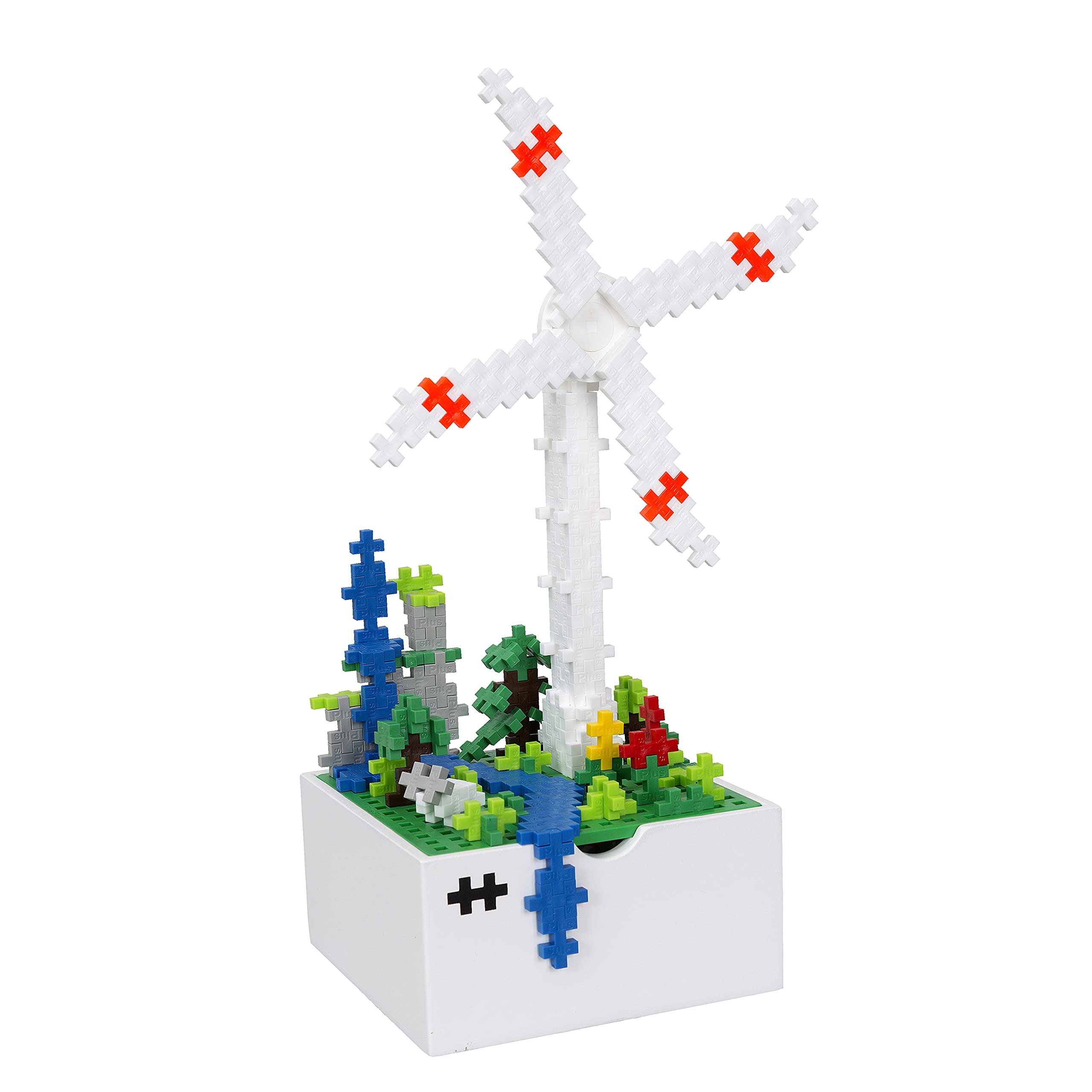 PLUS PLUS - BOKS Windmill Kids - 220 Pieces - Construction Building Desk Stem/Steam Fidget Toy, Interlocking Mini Puzzle Blocks