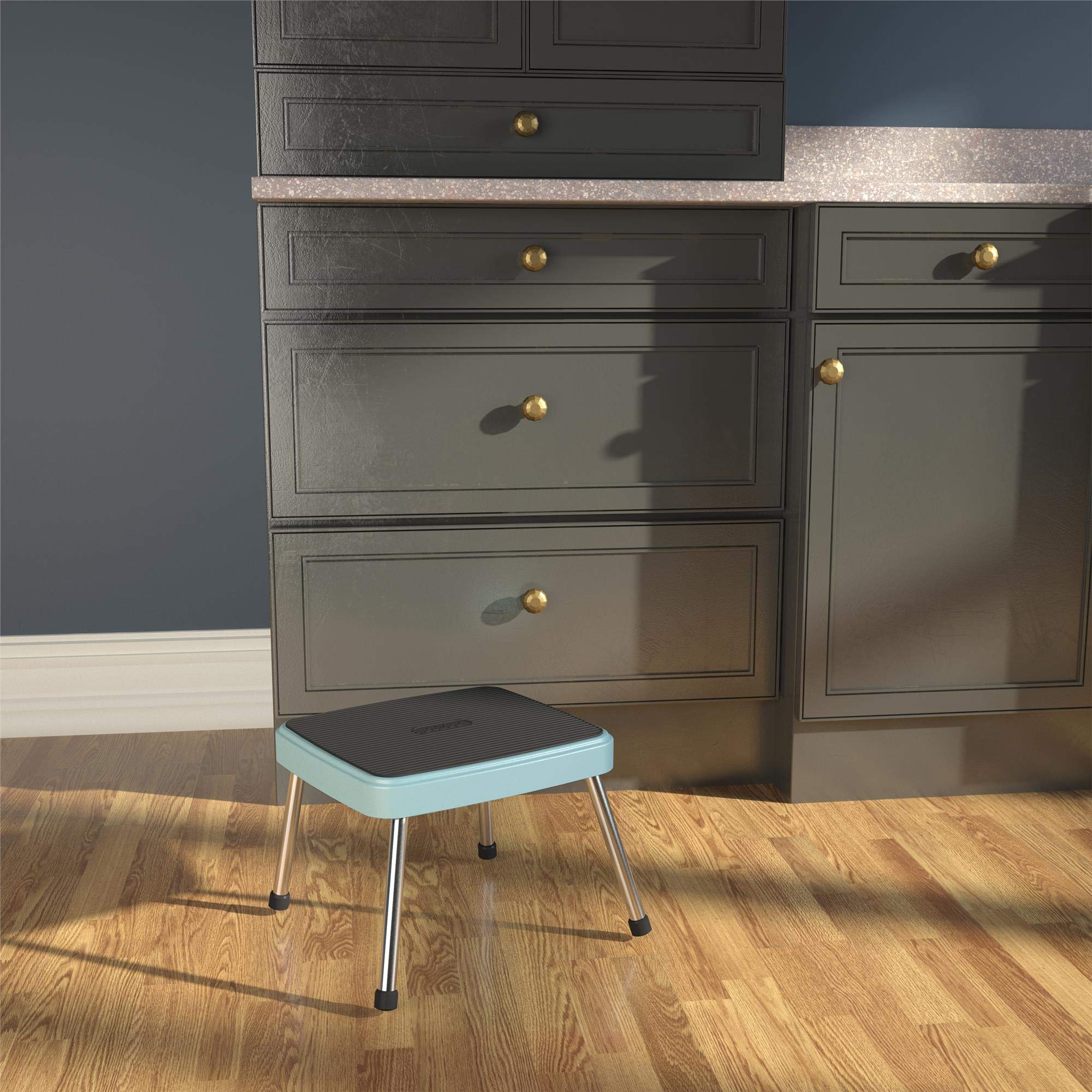 COSCO Stylaire Retro 1-Step Steel Step Stool, Teal
