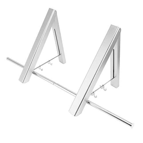 Retractable Clothes Hanger, Retractable Clothes Drying Rack Recessed Design Strong Load Bearing Wall Mounted Thickened for Bathroom for Office (Silver)