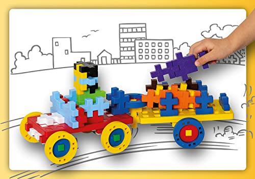 PLUS PLUS Big - Make & GO! - 70 Pieces - Construction Building Stem/Steam Toy, Interlocking Large Puzzle Blocks for Toddlers and Preschool