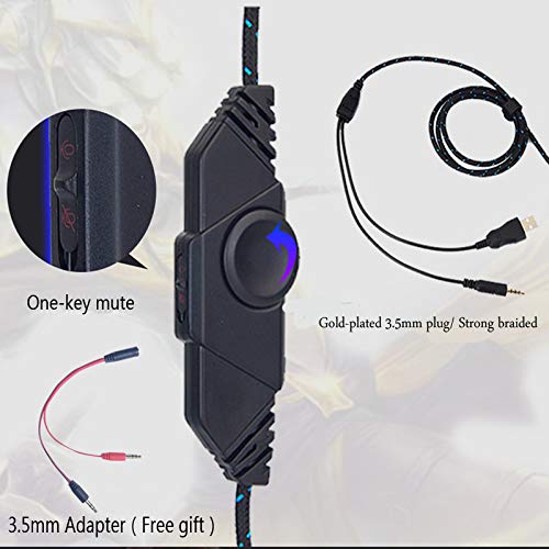 CAMKONG Over-Ear Gaming Headset with Microphone for PS4 Xbox One PC,Comfortable Stereo,LED Lighting,Noise Reduction and Volume Control