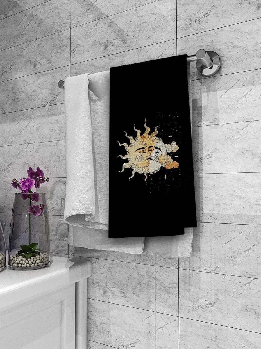 Dibor Tarot Sun Moon and Star Kitchen Towels Dish Towels Dishcloth Set of 2,Boho Astronomy Astrology Decorative Absorbent Drying Cloth Hand Towels Tea Towels for Bathroom Kitchen,Tarot Lovers Gifts