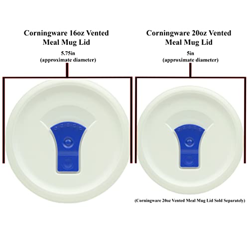 Corningware FW16 (16oz) French White with Vented Blue Tab Replacement Lids- 2 Pack (Will NOT fit the 20oz Meal Mug)