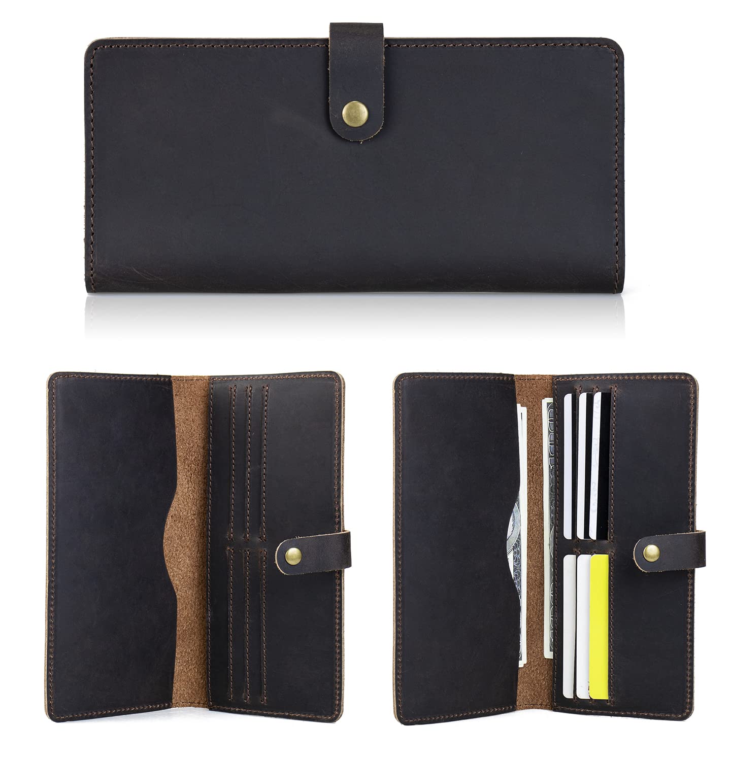 Wallets for Women Leather Card Organizer Ladies Slim Wallet Purse (Coffee)