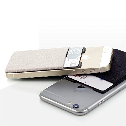 Sinjimoru Card Holder for Back of Phone, Stick on Wallet functioning as Credit Card Holder, Phone Wallet and iPhone Card Holder / Card Wallet for Cell Phone. Sinji Pouch Basic 2, Black