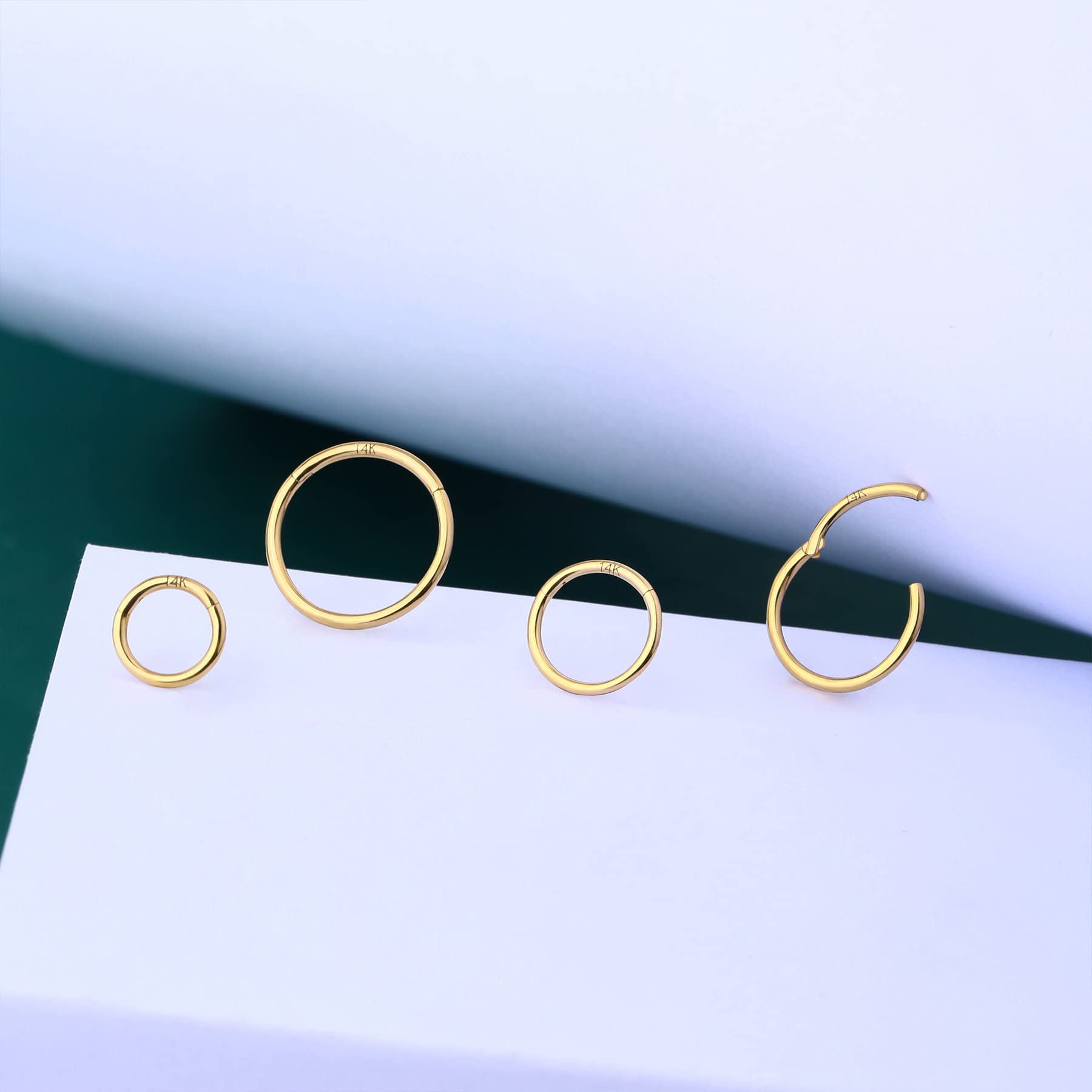 COCHARM 18 Gauge Cartilage Earrings 14k Solid Gold 18g Nose Septum Rings 8mm Helix Daith Earrings for Women