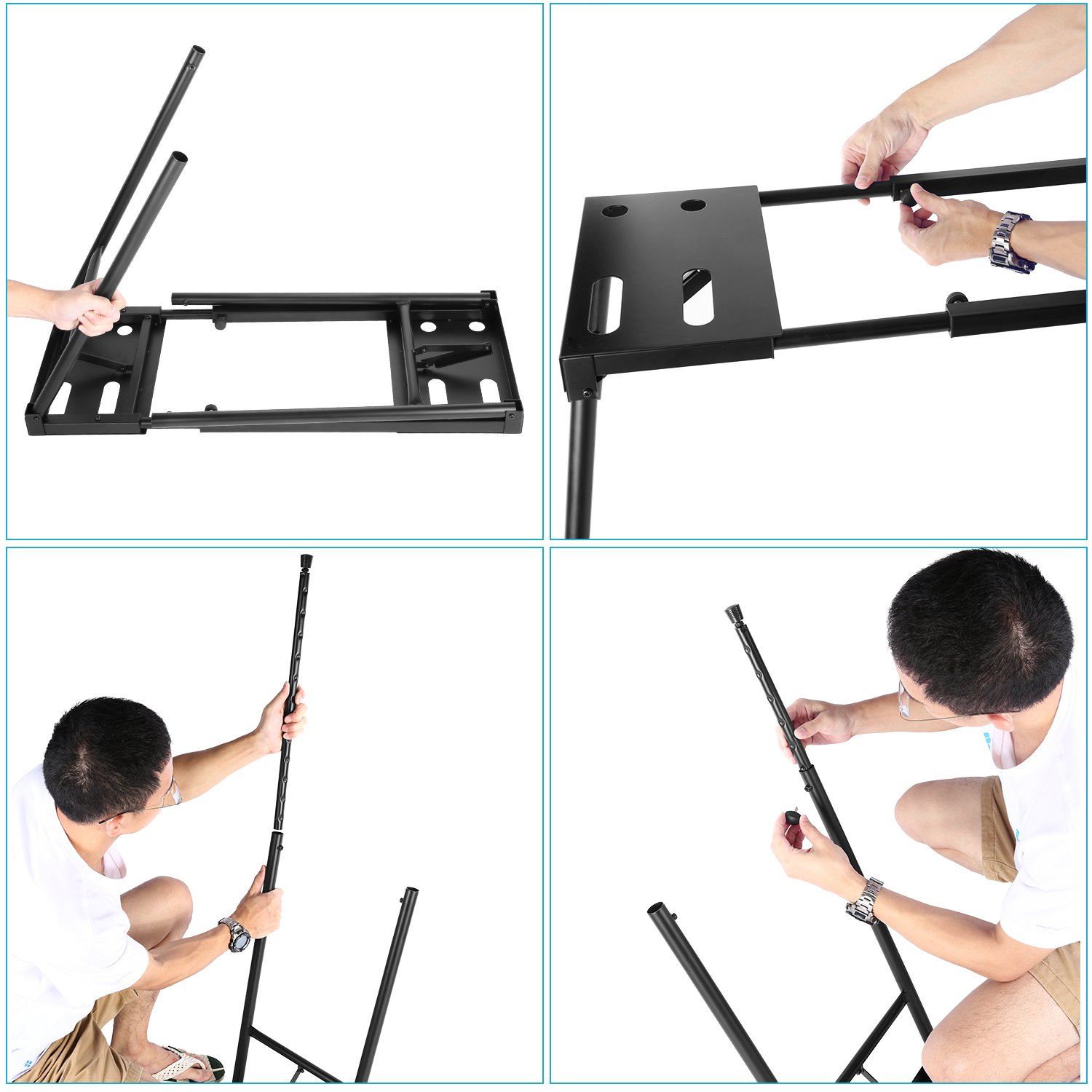 Neewer Collapsible Piano Keyboard Stand for 61-key / 76-key / 88-key Keyboard with Adjustable Height from 25.6"to 43.3"/65cm to 110cm and Length from 29"to 51.2"/73cm to 113cm, Black