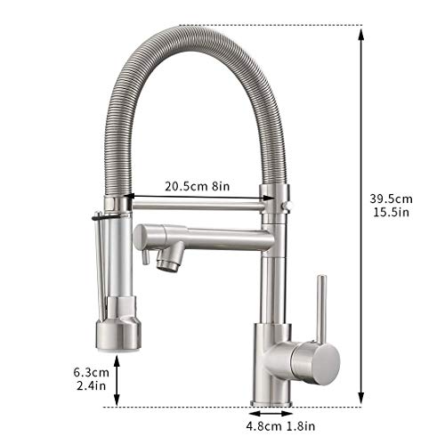 Fapully Kitchen Faucet with Sprayer,Single Handle Kitchen Faucet with Hole Cover Brushed Nickel