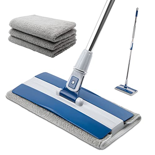 DSV Standard Professional Floor Mop with 3 Extra Microfiber Washable Pads, Adjustable Pole, Dry & Wet Cleaning, for All Type of Surfaces, for Home/Office with 360° Rotation Mop Head