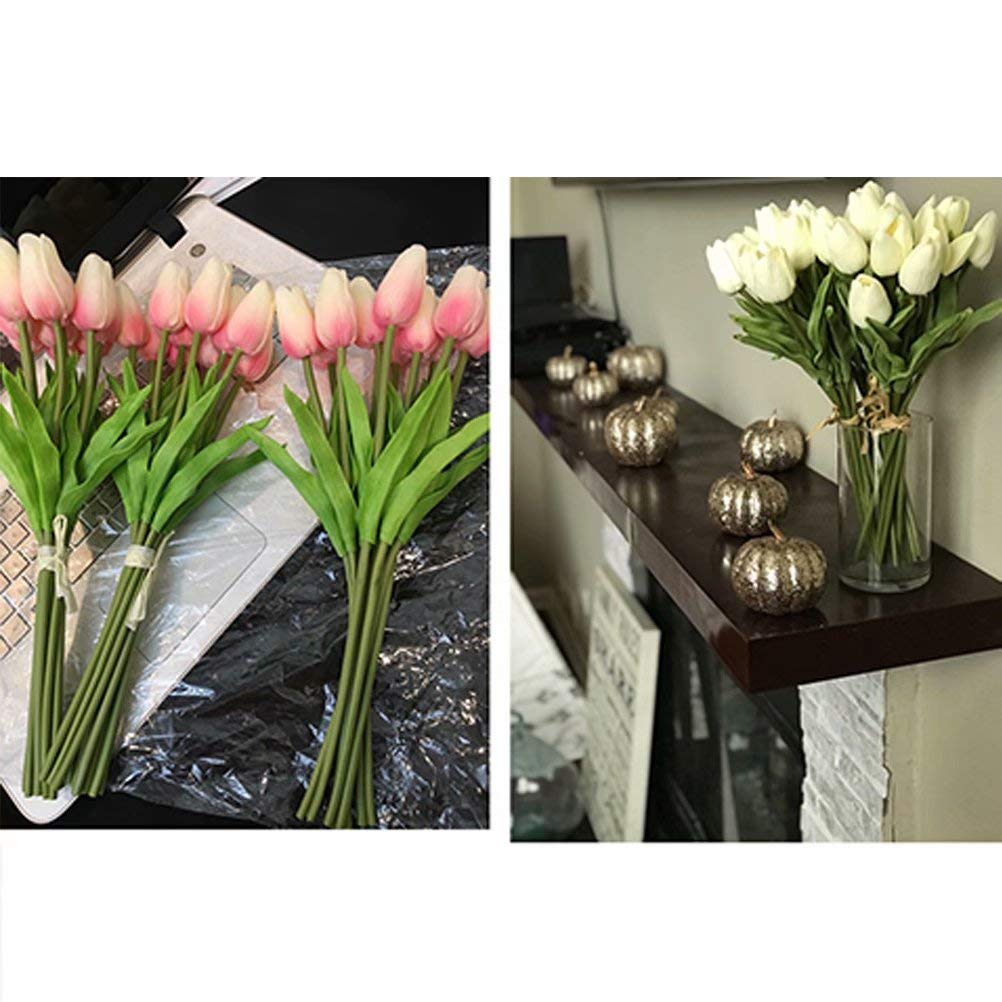 CTUER 30PCS Real-Touch Tulips Artificial Fake PU Tulips Flowers for Home Wedding Party Decor…