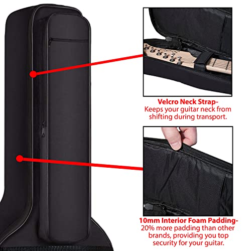 ChromaCast Acoustic Guitar 6-Pocket Padded Gig Bag with Guitar Strap and Pick Sampler