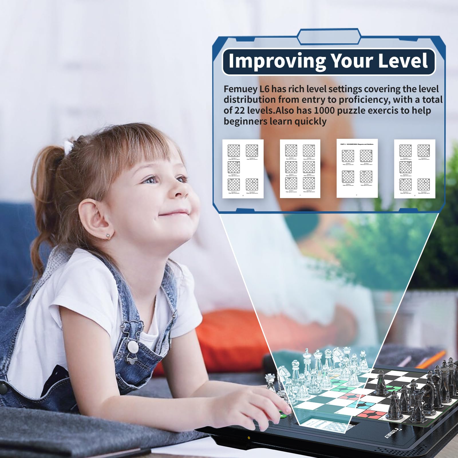 Electronic Chess Set, Chess Set Board Game, Computer Chess Game, Electronic Chess Game, LEDs,Built-in Battery, Great Partner for Play and Practice