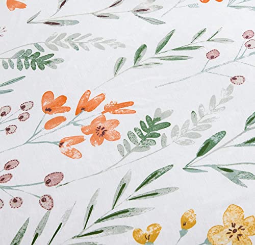 SLEEPBELLA Duvet Cover Set 600 Thread Count Cotton Bedding Set (Full, White&Green Floral)