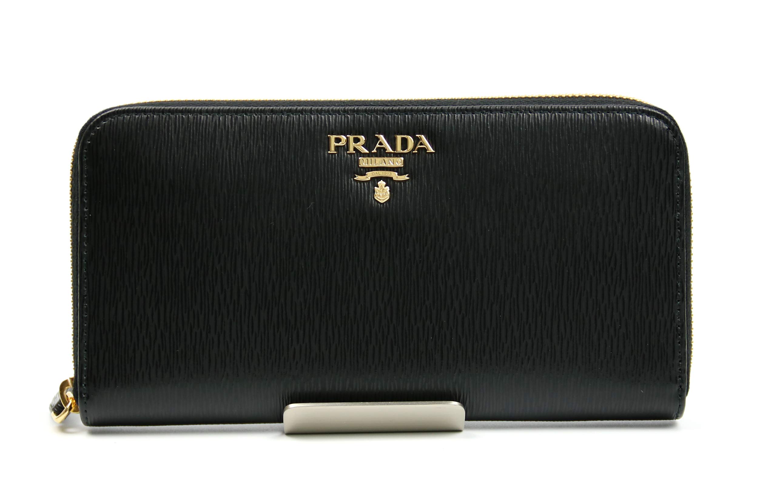 Prada Women's Black Leather Long Wallet 1ml506 Vitello Move Nero Zip Around