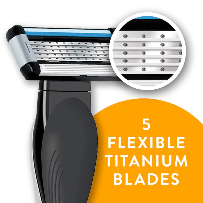 BIC US 5-Blade Unisex Shaving Razor For Men and Women, Lubrication Strip For a Smooth, Close Shave, 12 Cartridges
