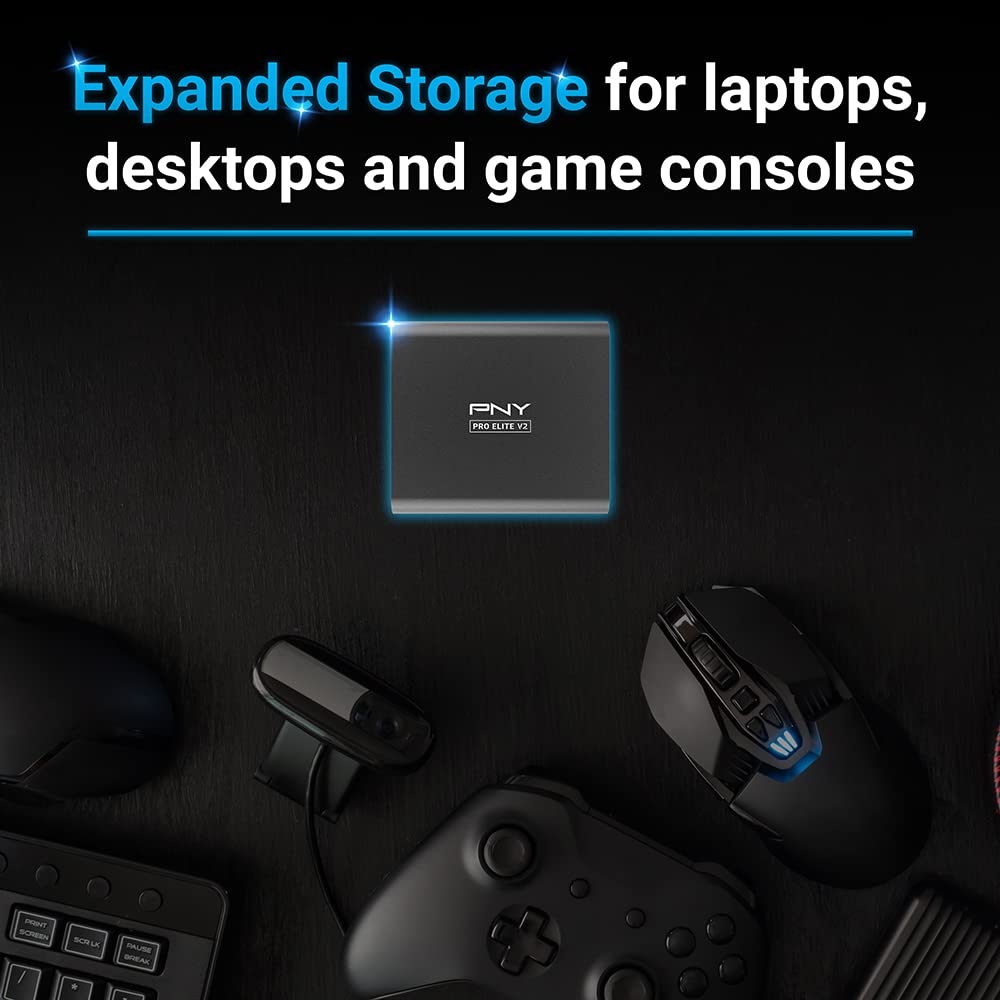 PNY Pro Elite V2 1TB USB 3.2 Gen 2x1 Type-C Portable Solid State Drive (SSD) β (PSD0CS2160-1TB-RB)