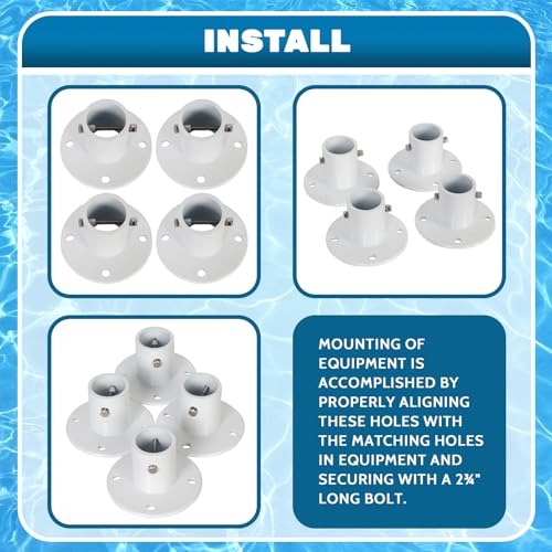 ECOTRIC Replacement Deck Anchor Flange Cast Aluminum Above Ground Pool Ladders and Handrails - 1 7/8” Inch Diameter of 1.9"(4PC)