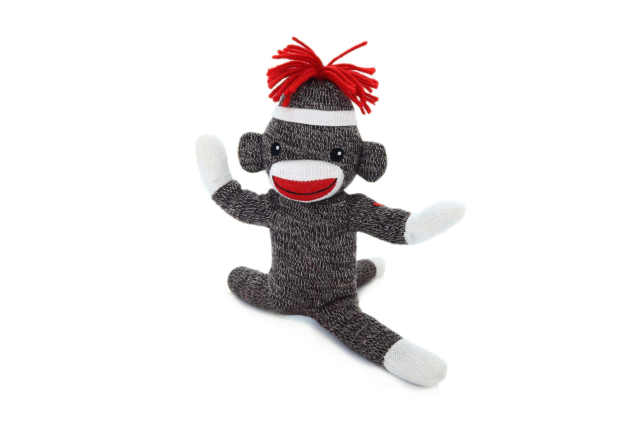 Plushland Adorable Sock Monkey 8 Inches Tall - Soft Realistic Plush Knitted Stuffed Animal Toy Gift - for Kids, Babies, Teens, Girls and Boys (Brown)